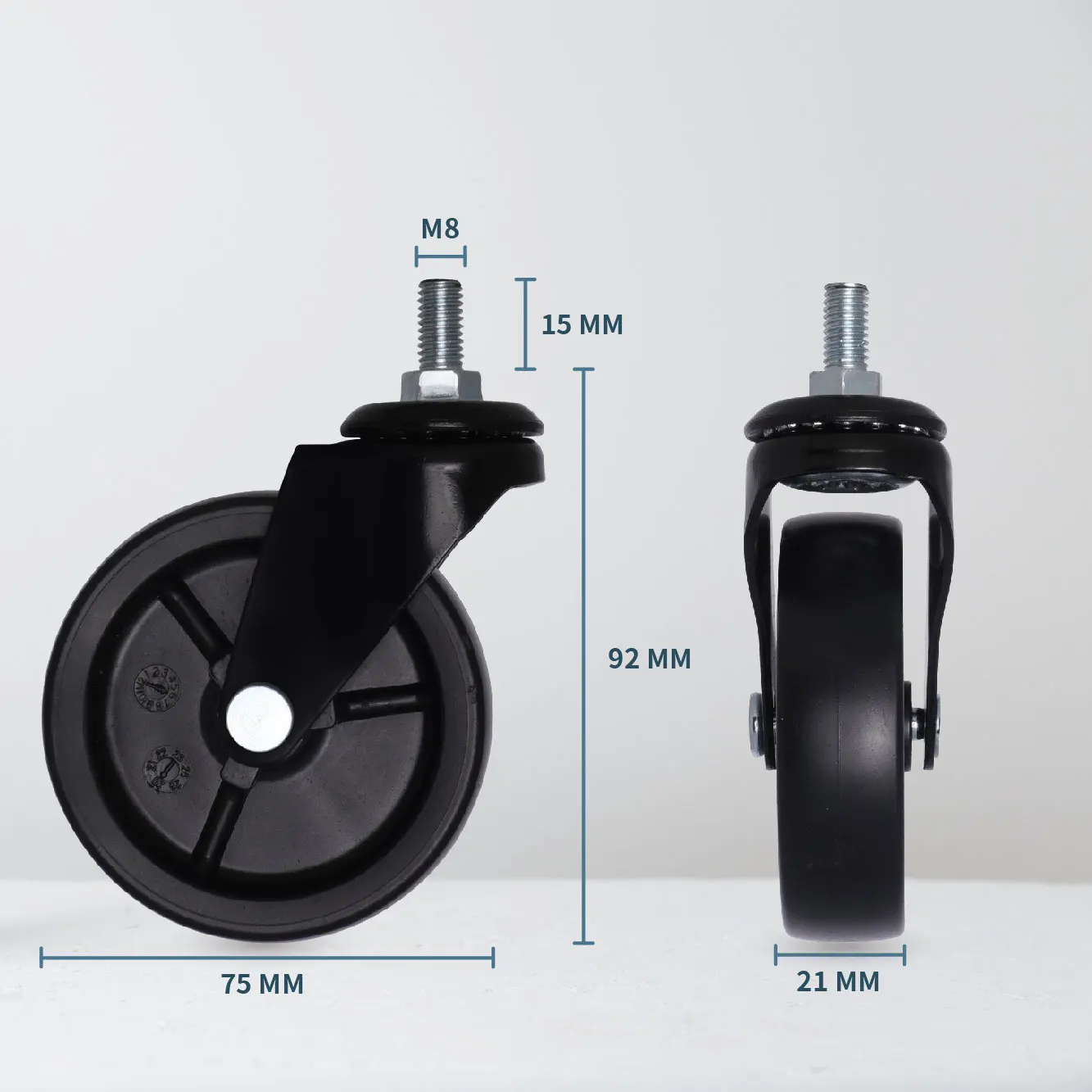 3 인치 나사 캐스터 M8 스레드 캐스터 - Buy 3 인치 나사 캐스터 M8 스레드 캐스터,75mm 블랙 Pp 캐스터,전기 ...