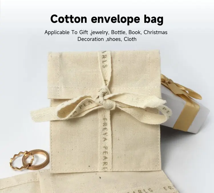 Customized Natural Cotton Envelope Gift Packaging Bags Organic Envelope ...