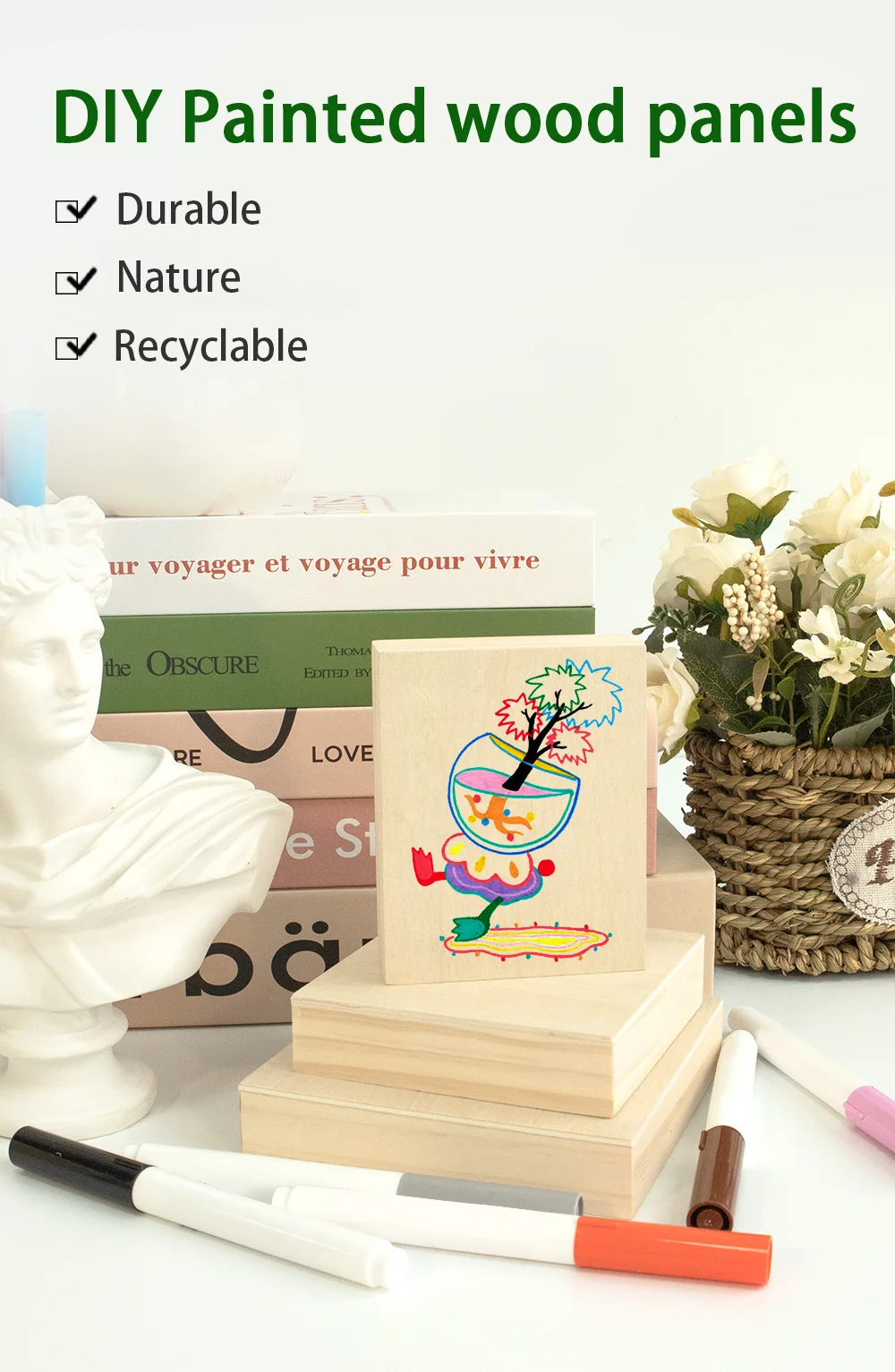 7 Sizes Wooden Canvas Board Kit 1.8cm Deep Unfinished Birch Cradle ...