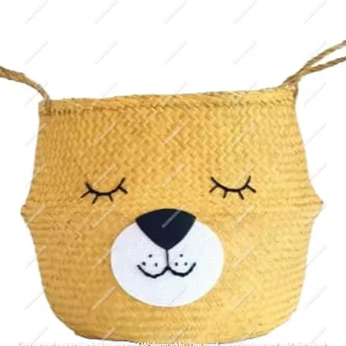 Lion-shaped Seagrass Belly Basket Water Hyacinth Straw Kids Laundry ...