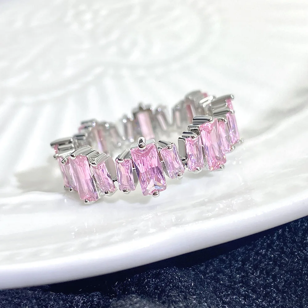 Hot Selling Eternity Rings Pave Rectangle Gemstone Rings 18k Gold ...