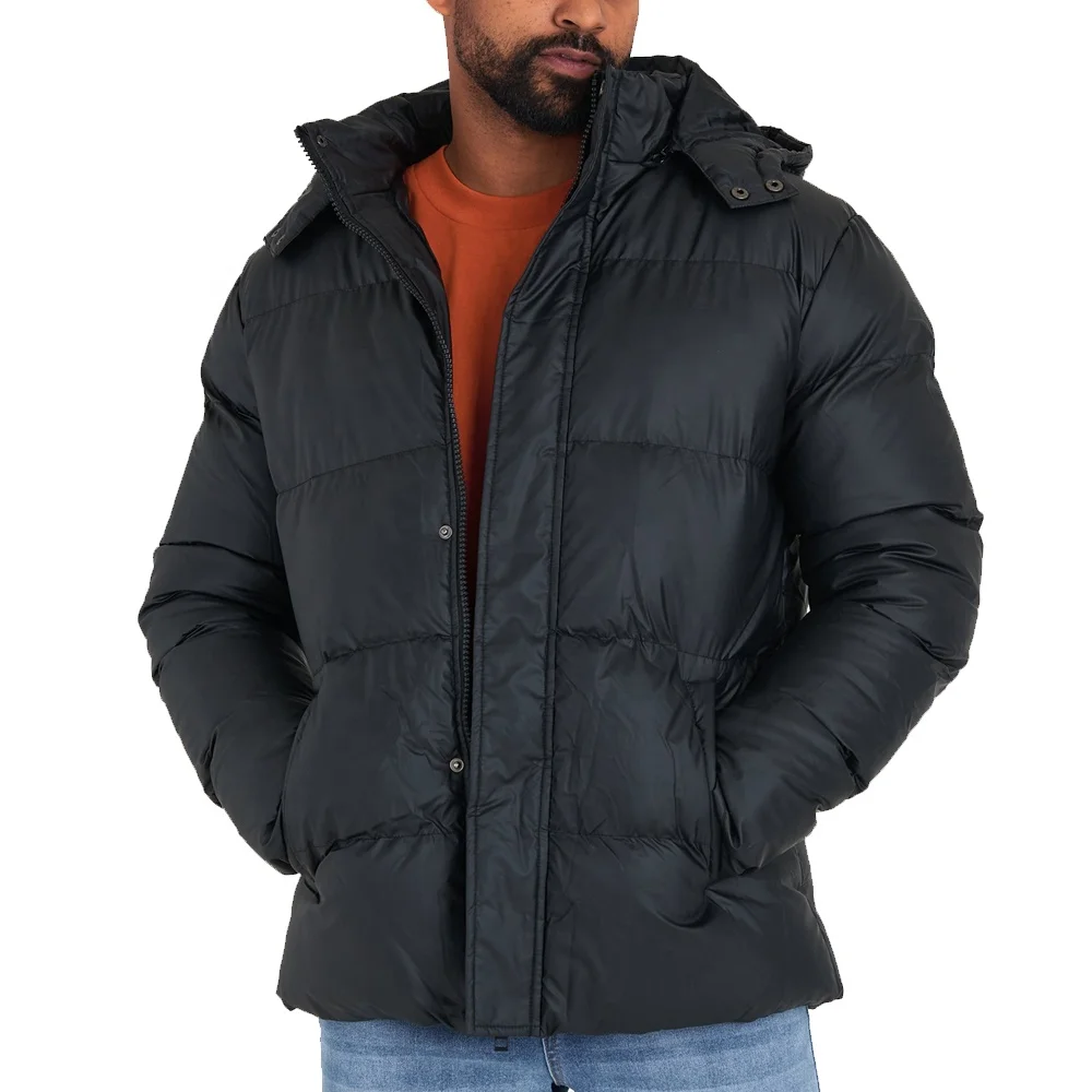 Men's Puffer Jacket Custom Logo Winter Jacket with Hood Windbreaker ...