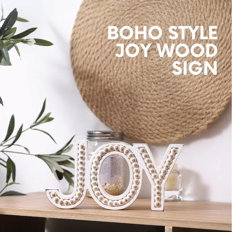 Freestanding Beaded Wood Letters Joy Rustic Joy Christmas Decor - Buy Wood Letters,Beaded Wood ...