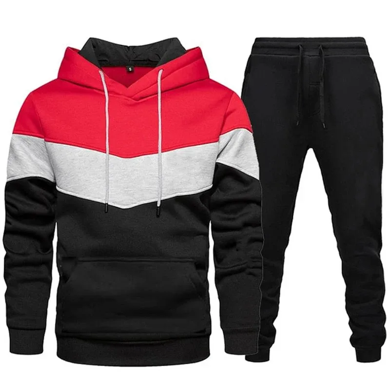 Wholesale Tricolor Men Tracksuits And Collar Hooded And Ribbon Hem And ...