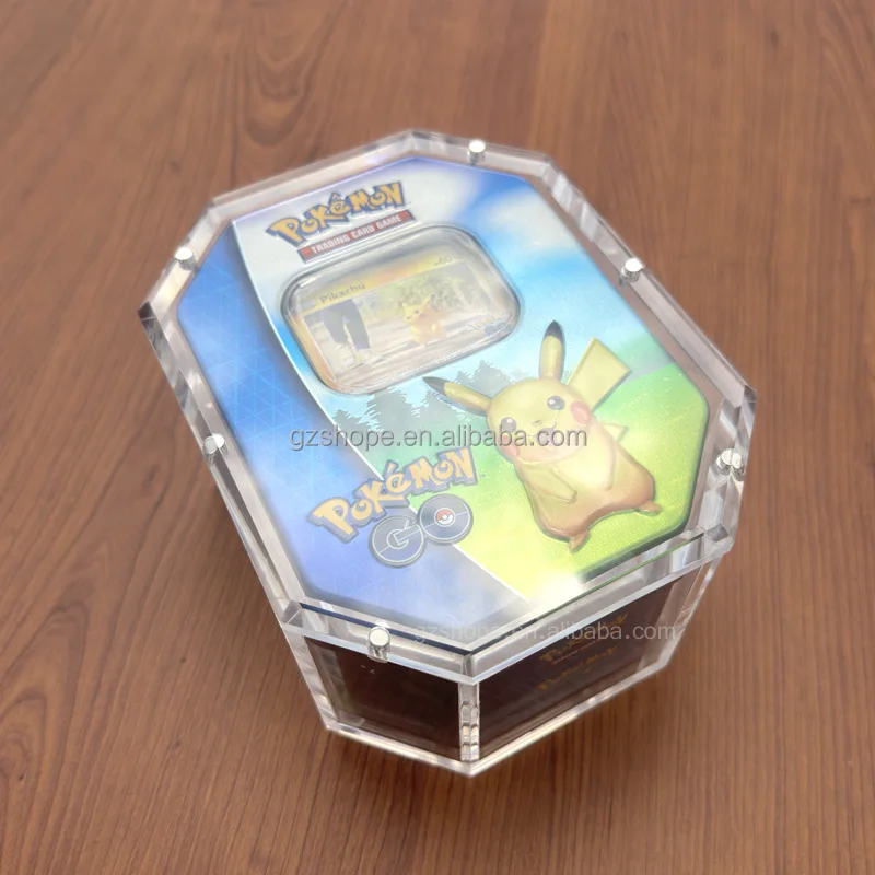 SHP Custom Acrylic Pokemon Tin Box Display Case with Magnet Lid
