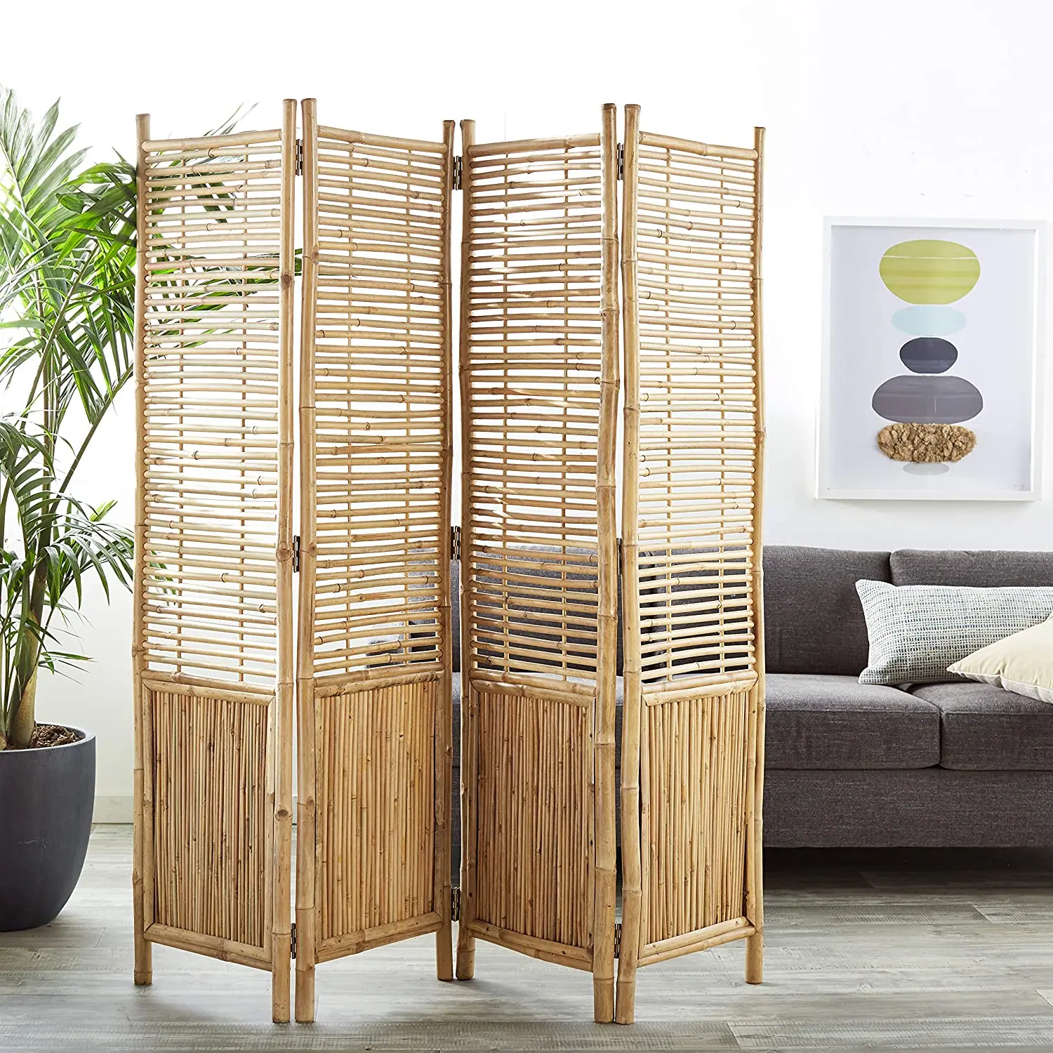 Eco-friendly Movable Rattan Room Dividers for Living Room