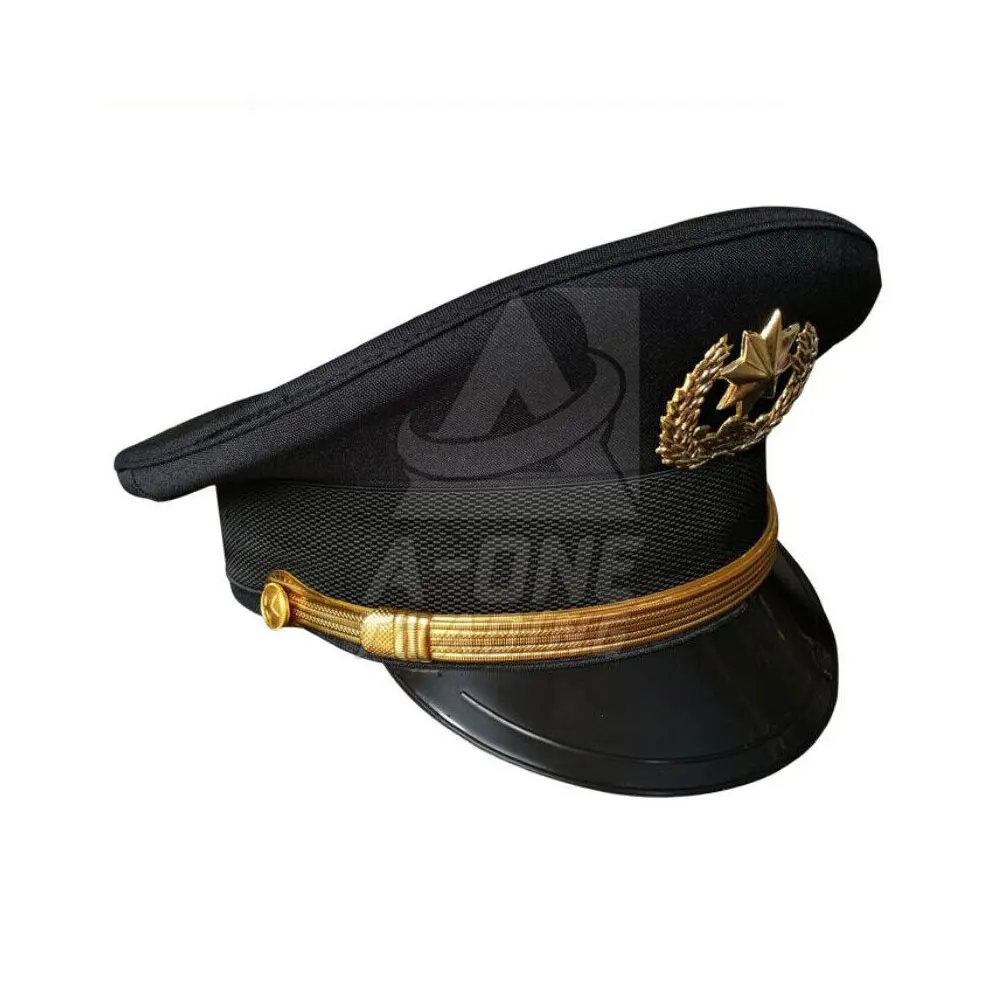 Oem Fashion Black Uniform Officer Hats With Embroidery Customized ...