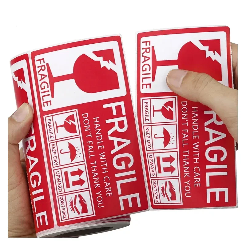 Custom Transportation Logistics Labels Vinyl Waterproof Red Fragile ...