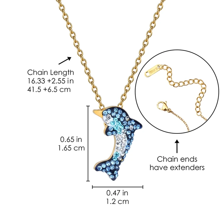 Ocean Sea Life Collection Cute Crystal Blue Dolphin Stainless Steel ...