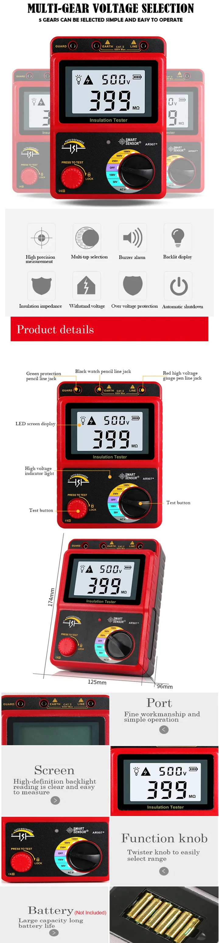 Smart Sensor AR907+ / AR907A+ - High Voltage Insulation Tester