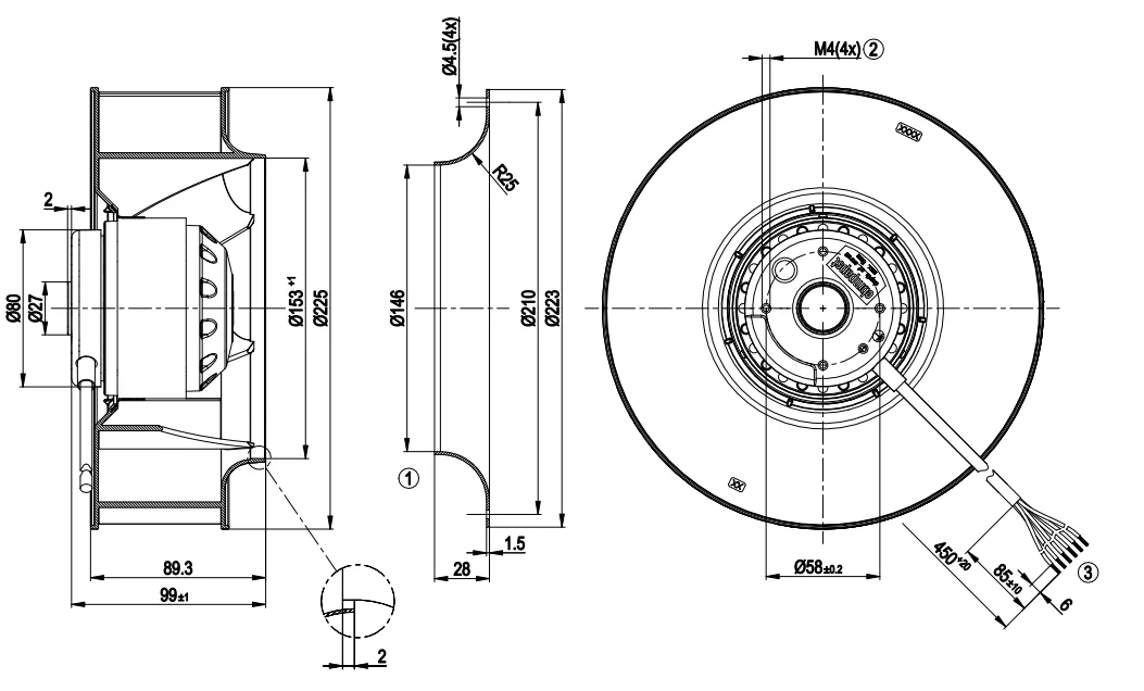 Ebmpapst R2D225-AV02-15 Cooling Fan for KUKA Robot Rittal Cabinet