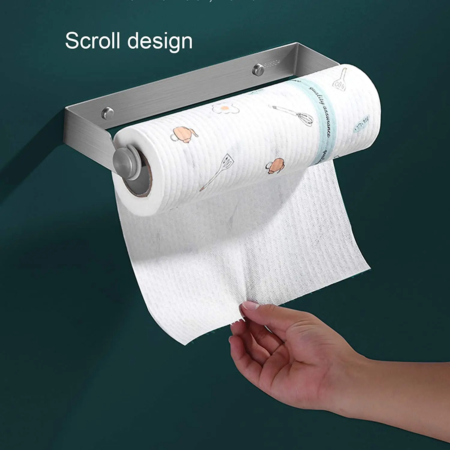 Wall Mounted Paper Roll Holder Under Cabinet Silver Stainless Steel ...