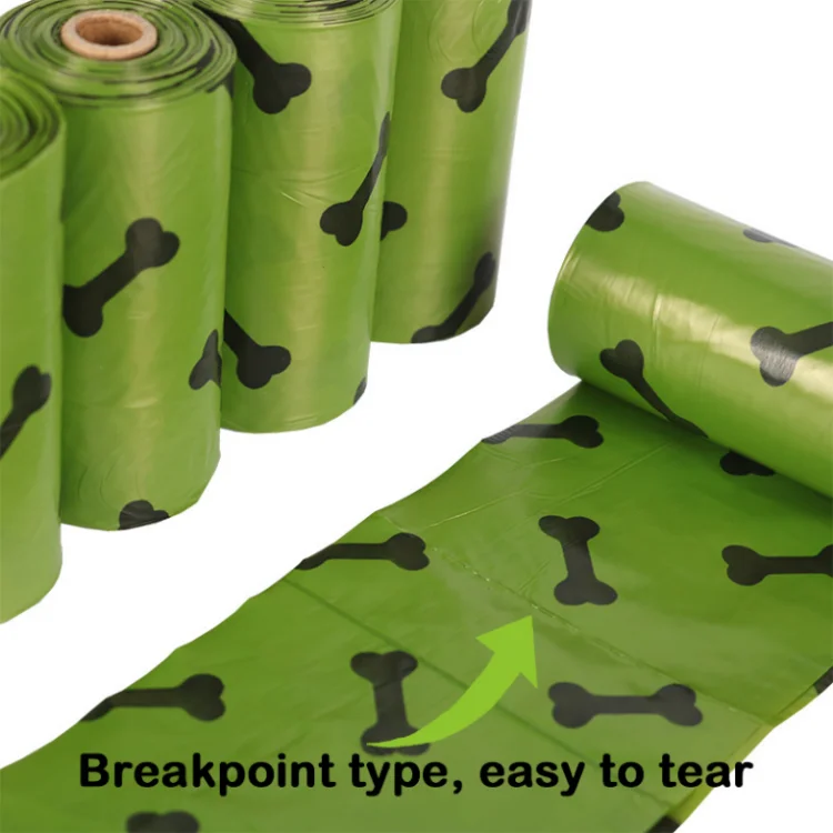 0.15mm Epi+hdpe Biodegradable Dog Poop Bags Green With Bone Icon 36 ...