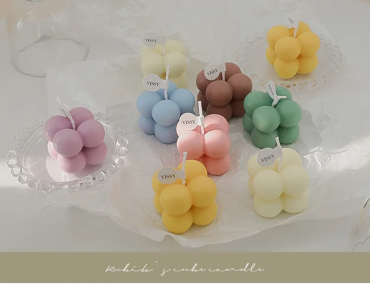 Ins Custom Cute Mini Bubble Candles Ball Shape Candles Colourful ...
