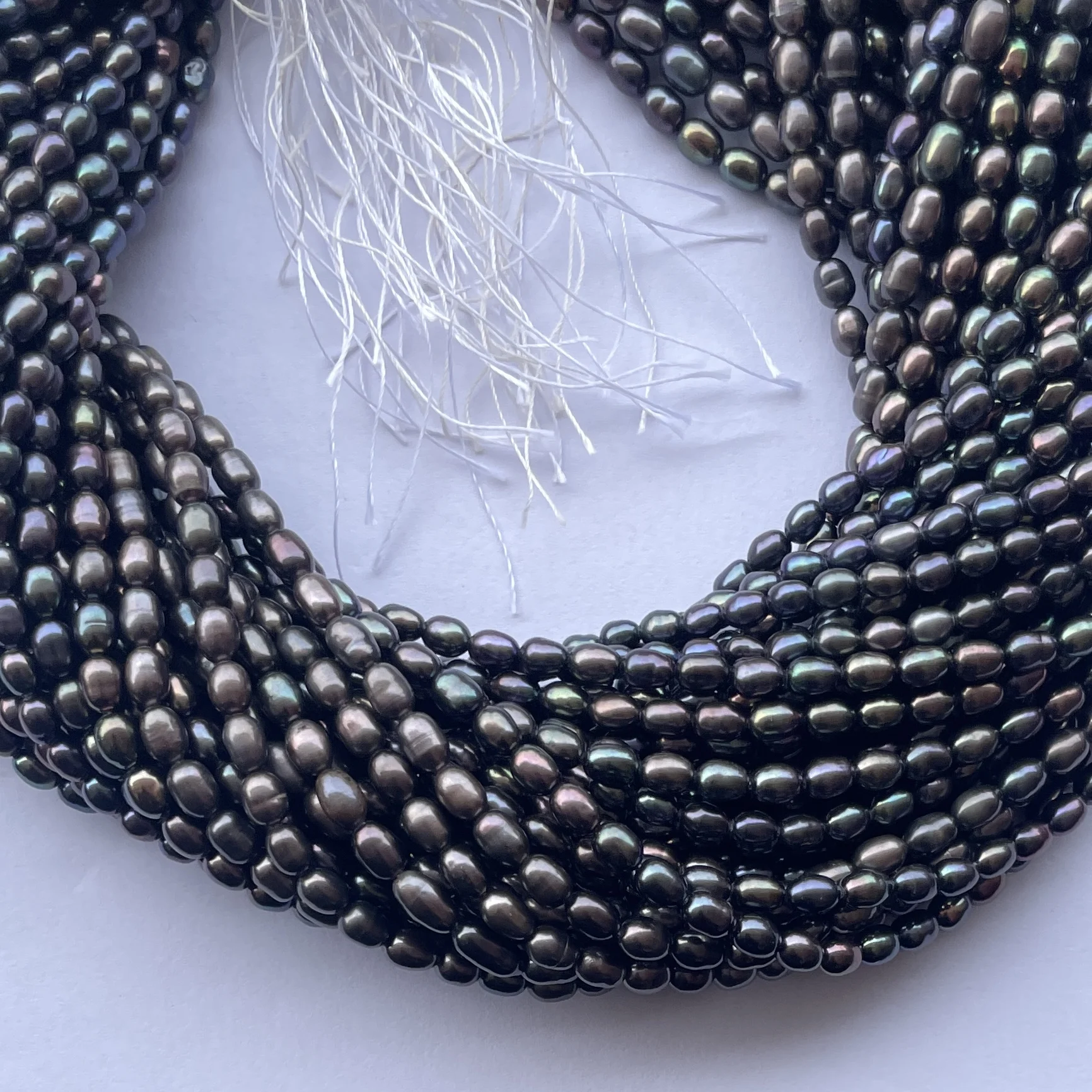 4mm 5mm Natural Black Rainbow Freshwater Pearl Stone Rice Beads Strand ...