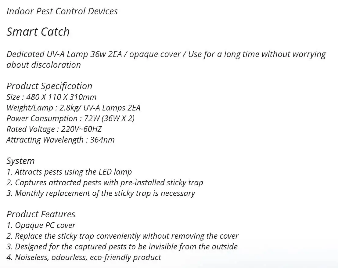 Made In Korea [smart Catch] Indoor Pest Control Devices With Led Lamp ...