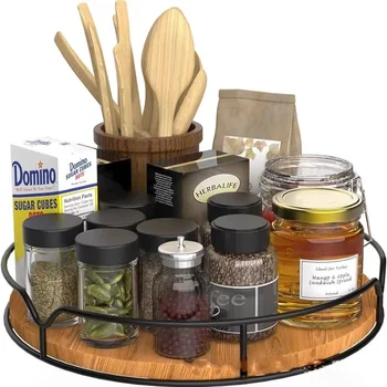 Multi Purpose Utility Kitchen Countertop Turntable Spice Rack Storage ...