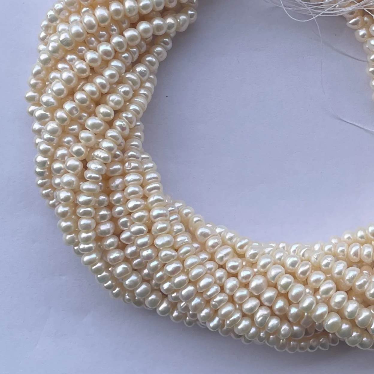 5mm 6mm 7mm Natural Creamish White Freshwater Pearl Stone Button Beads ...