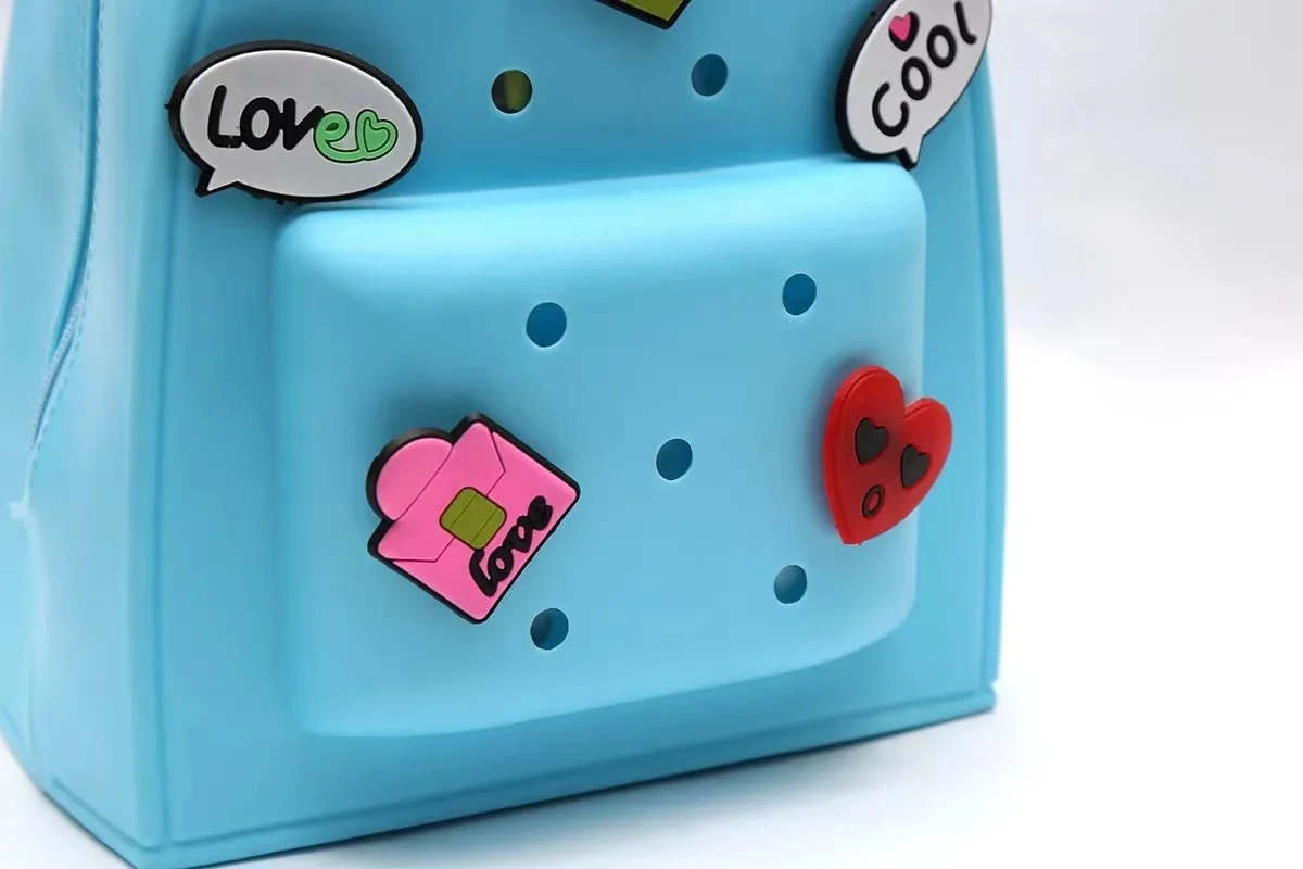 Cute Cartoon Silicone School Bag Backpack Ladies Backpack Charms Solid ...