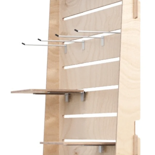 Wooden Floor Display Stand 92 X165 With Shelves And Hooks Wooden ...