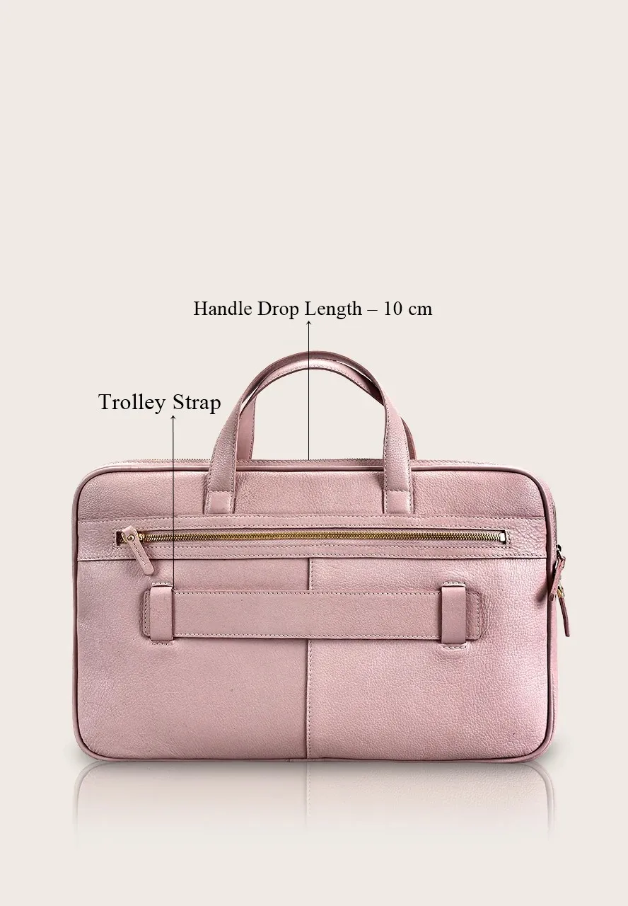 Premium Laptop Bag Pink Genuine Leather Bag For Women Leather 15 Inches ...