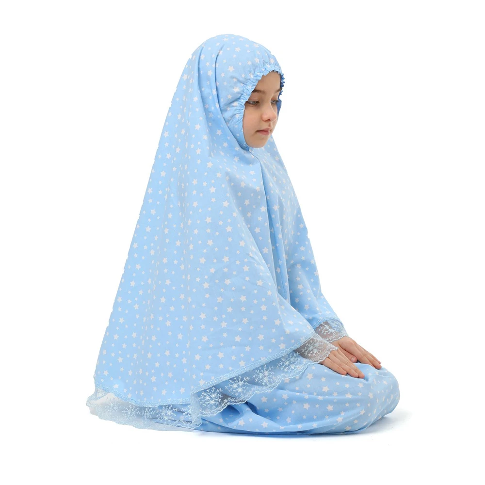 Girls Muslim Prayer Dress Hijab Abaya Ramadan Worship Sets Islamic ...