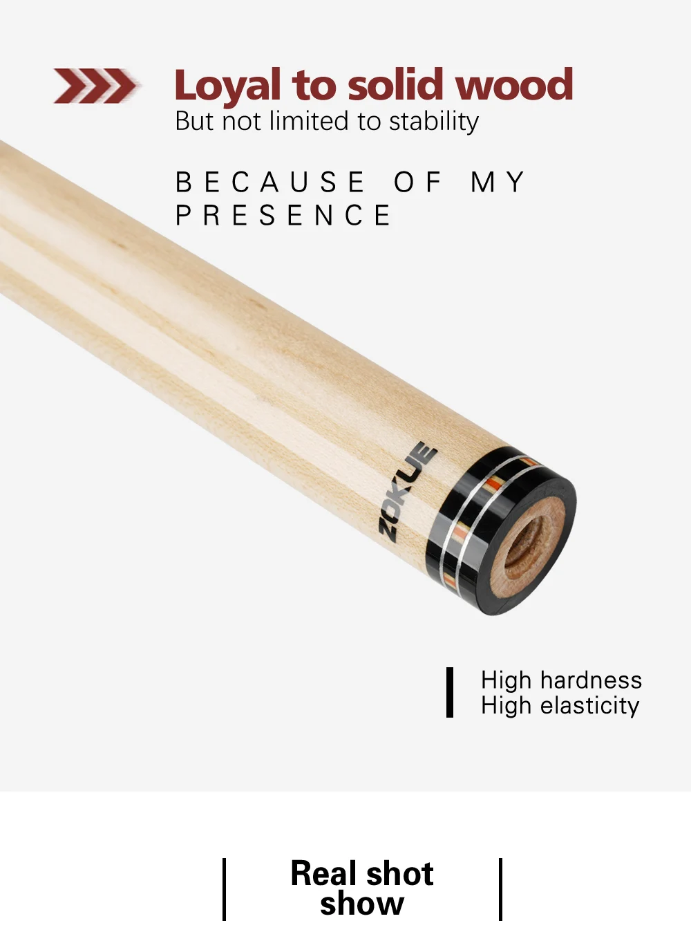 Zokue Pool Cue Real Wood Inlay Professional Stick 12.2-12.5mm Genuine ...