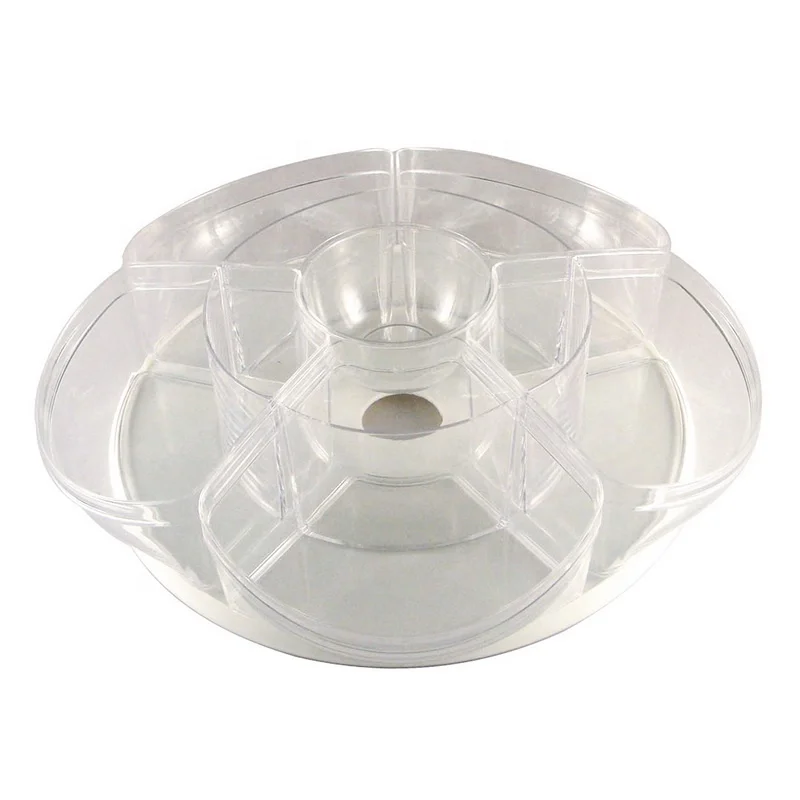 Divided Acrylic Food Serving Tray with Cover - Eco-friendly