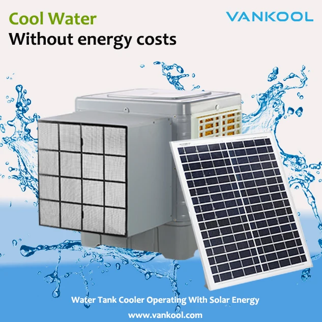 Solar Power Chillers Water tank Cooling Cooler Fan Rechargeable Solar ...