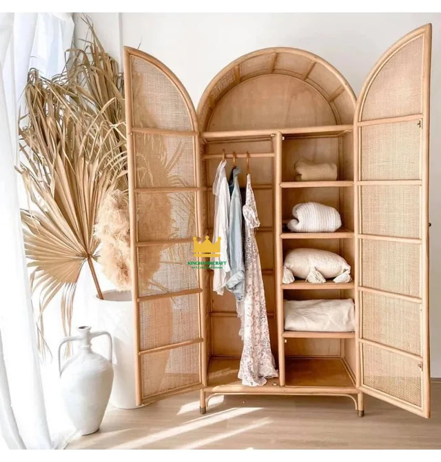 2-door Domed Rattan Wardrobe - Minimalist Luxury Design