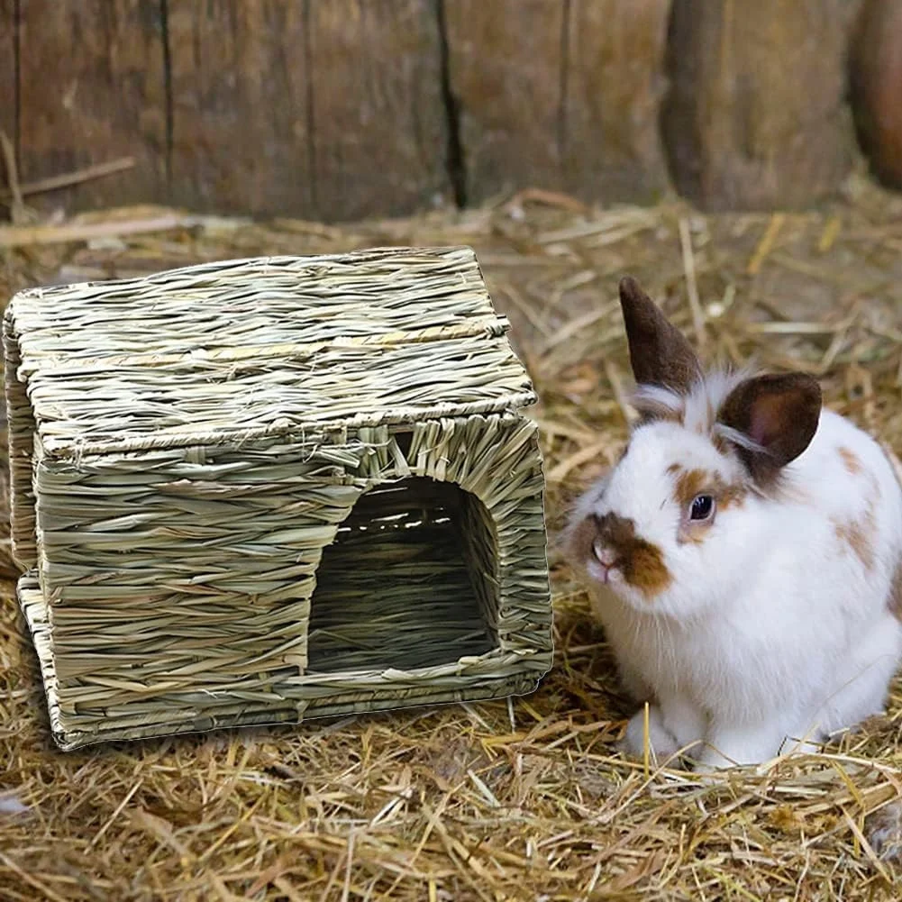 Small Animal Natural Houses Bed Grass Hideaway Tunnel Chew Toy ...
