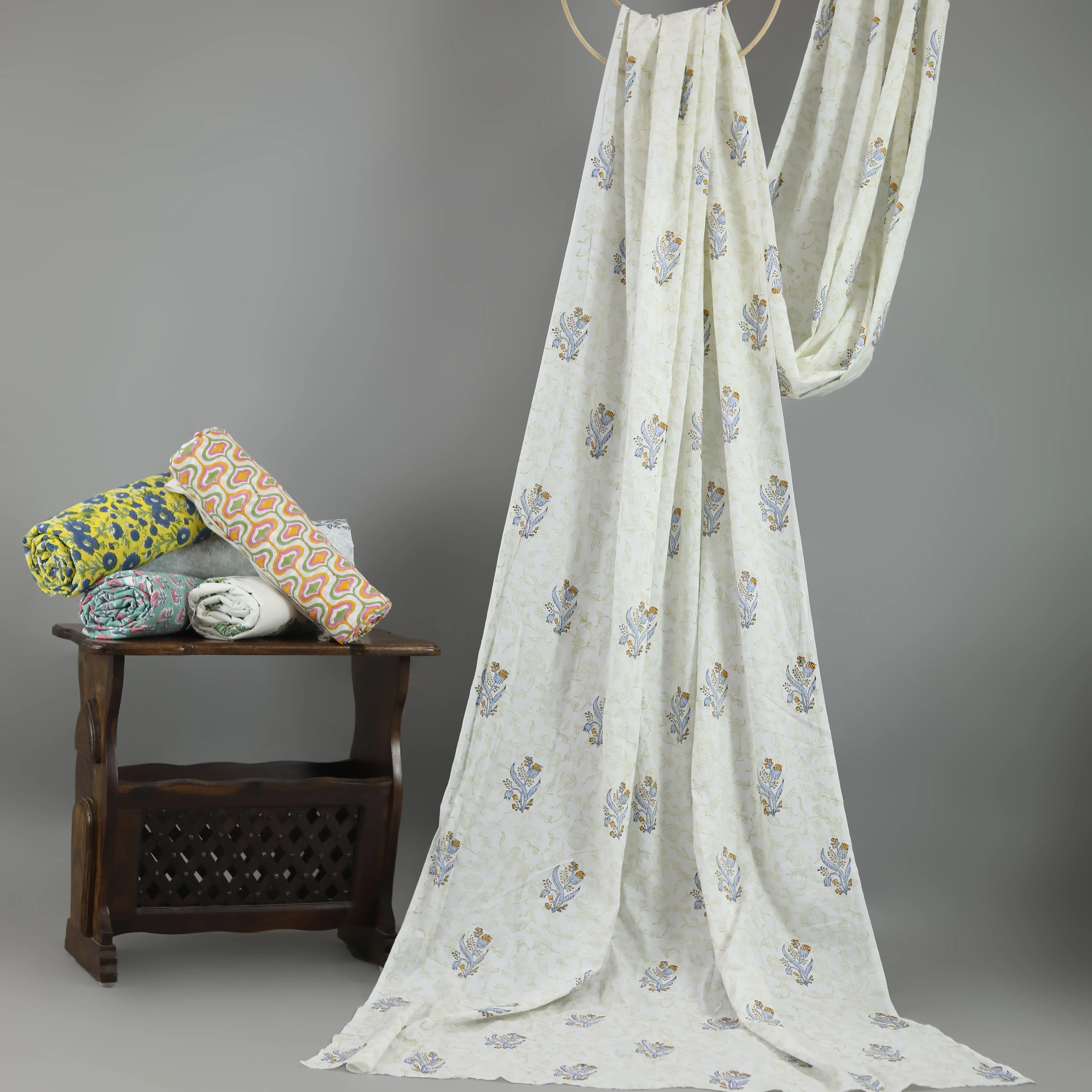 Buta Print Pure Cotton Fabric Indian Home Textile Living Room Bedroom ...