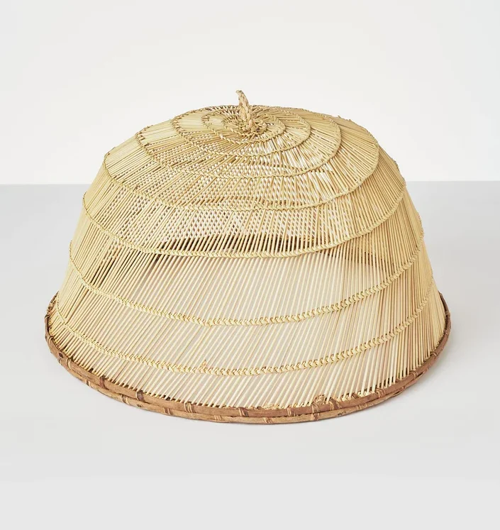 High End Quality Natural Rattan Dome Food Cover Display Tray For ...