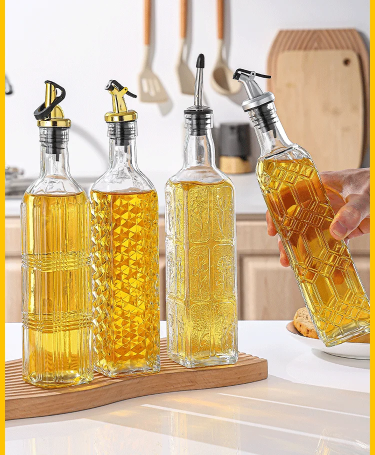 500ml Engraved Glass Oil Dispenser Bottle - Freshness-Preserving Food ...