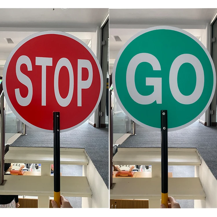 Stop Go Sign 395mm Diameter Reflective Aluminum Paddle And Handle ...