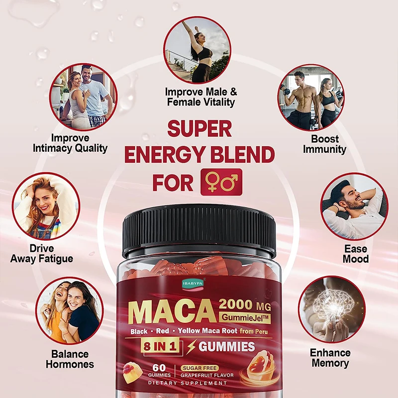 Oem Sugar Free Maca Root Filled Gummies For Women & Men Ginseng L ...
