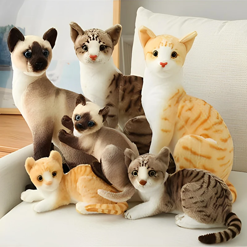 Realistic Stuffed Animal Siamese Cat Plush Doll Customized Tanuki Cat ...