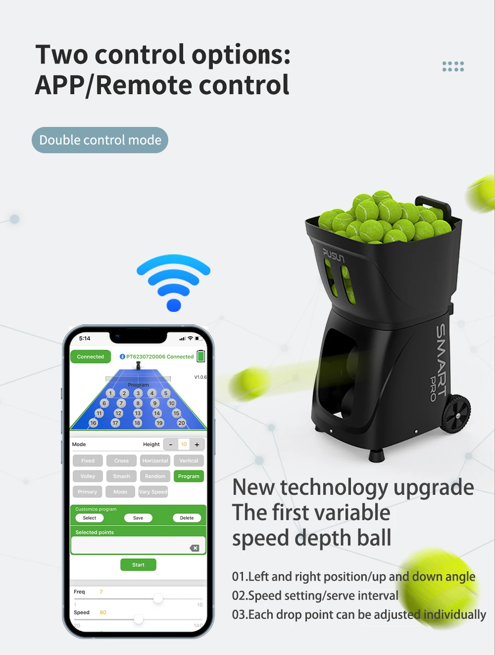 PT-SMART PRO Tennis Ball Machine - APP Remote Control, 100 Balls ...