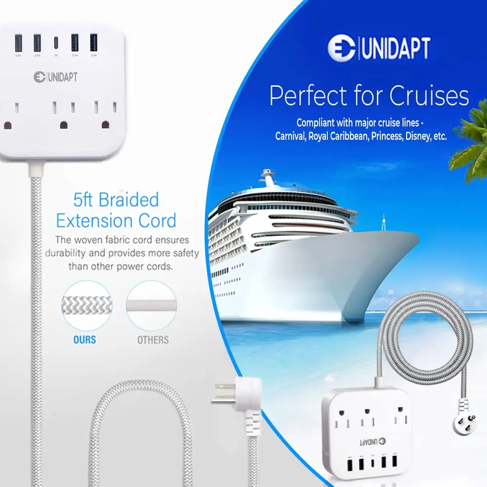 High Quality 5ft Power Strip With Usb Ports Unidapt Cruise Essentials ...