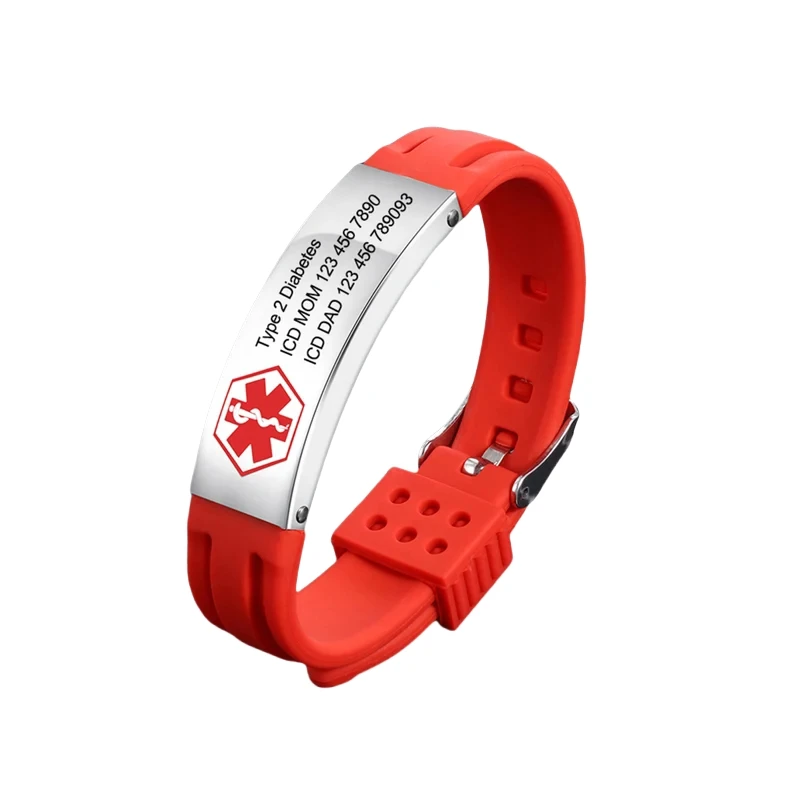 Adjustable Qr Code Medical Alert Id Bracelet With Custom Laser Engraved ...