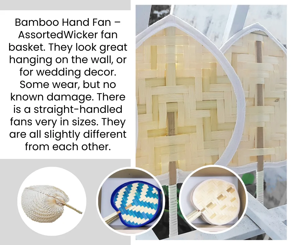 Personalized Rattan Raffia Fan Handmade Palm Leaf Bamboo Handheld Fan ...