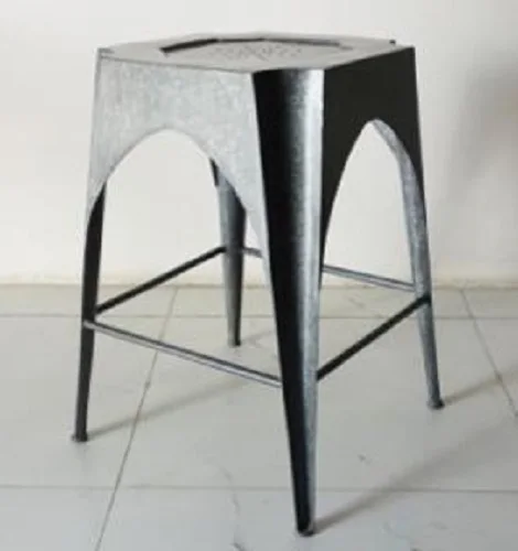 Modern Sturdy Metal Squared Frame Bar Stool With Soft Seat And Footrest ...