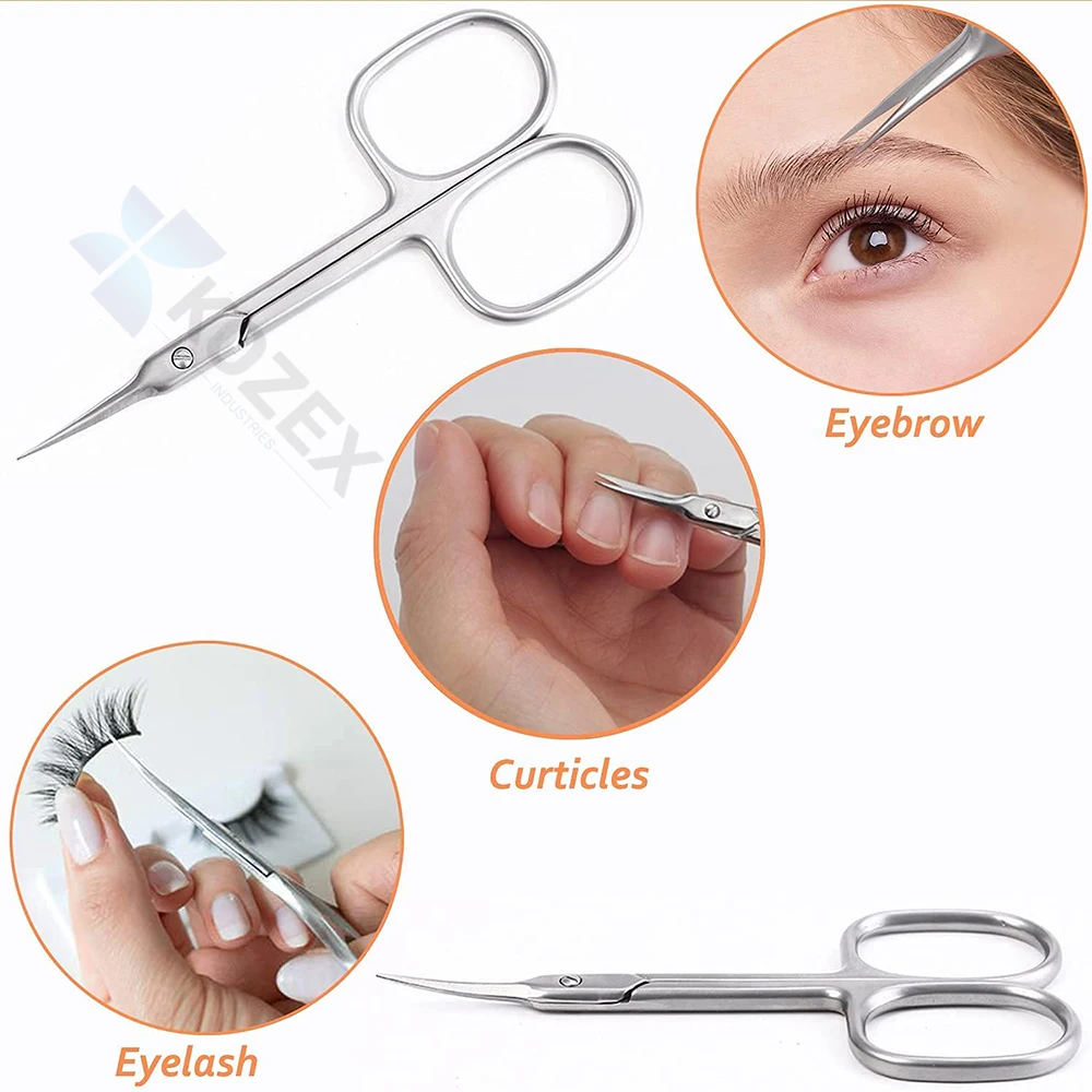 German Stainless Steel Extra Fine Point Manicure Nail Scissors Curved ...