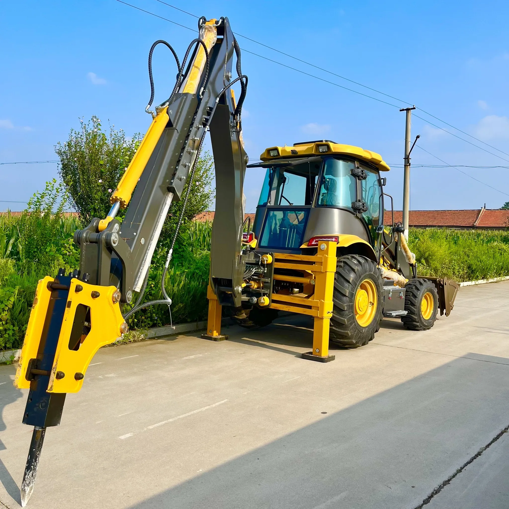 Diesel Backhoe Loader Multi-purpose 4 Wheel Drive Factory Price Power ...