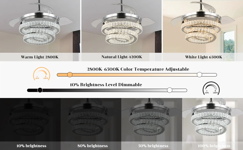 Crystal Ceiling Fans with Lights - Stylish & Efficient