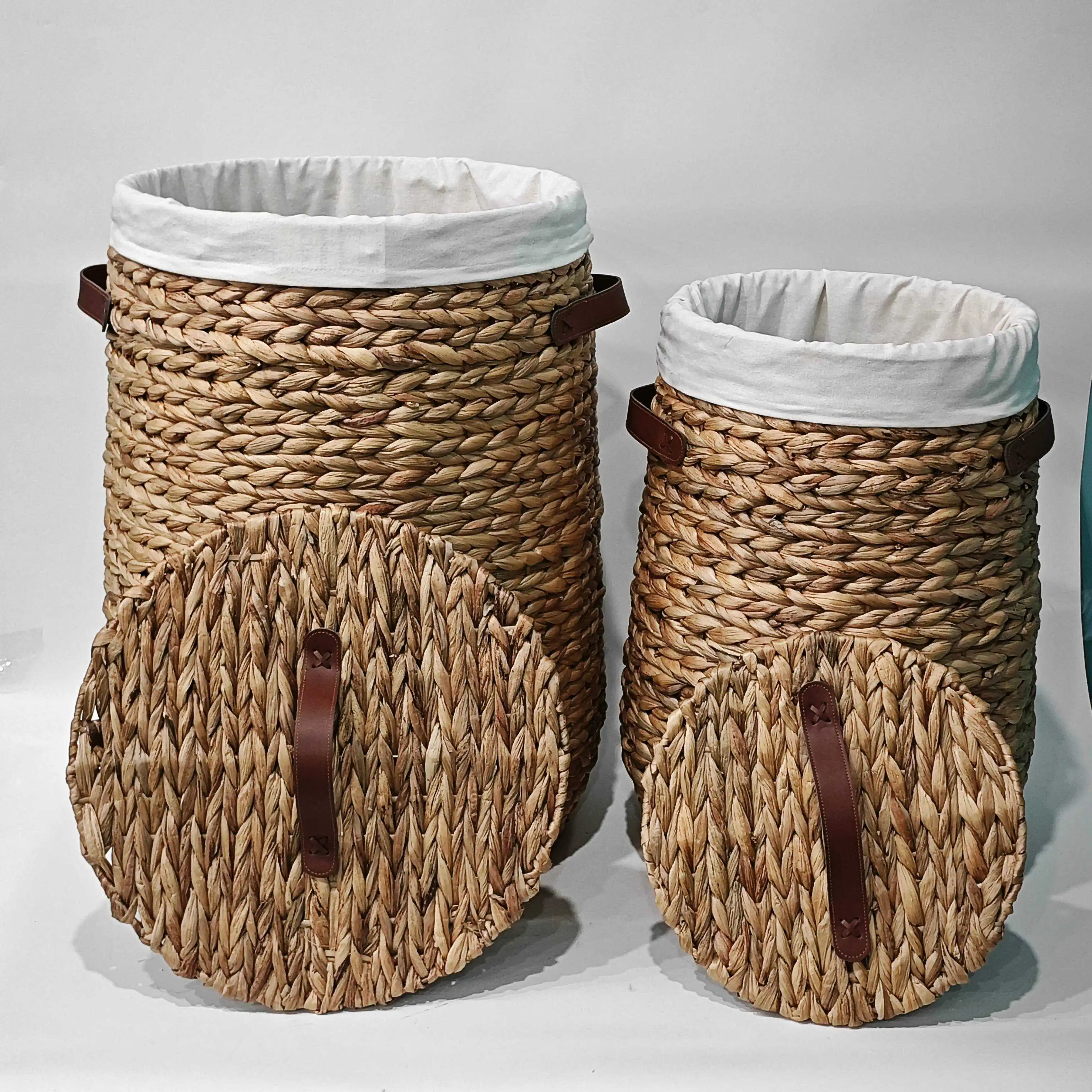 Alibaba.com: JY 2 Sets Large Round Wicker Basket for Clothes Storage, Water Hyacinth Rattan ...