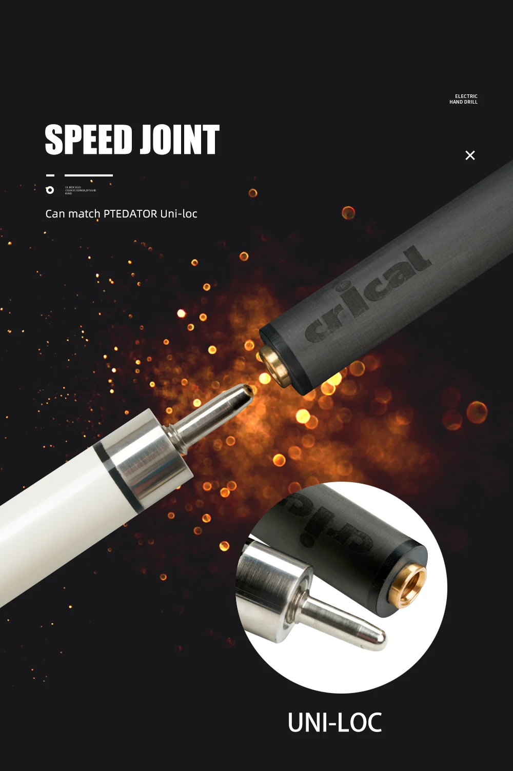 CRICAL Billiard Carbon Fiber Pool Cue Stick Shaft Uni-Loc Joint 11.5/12.4mm