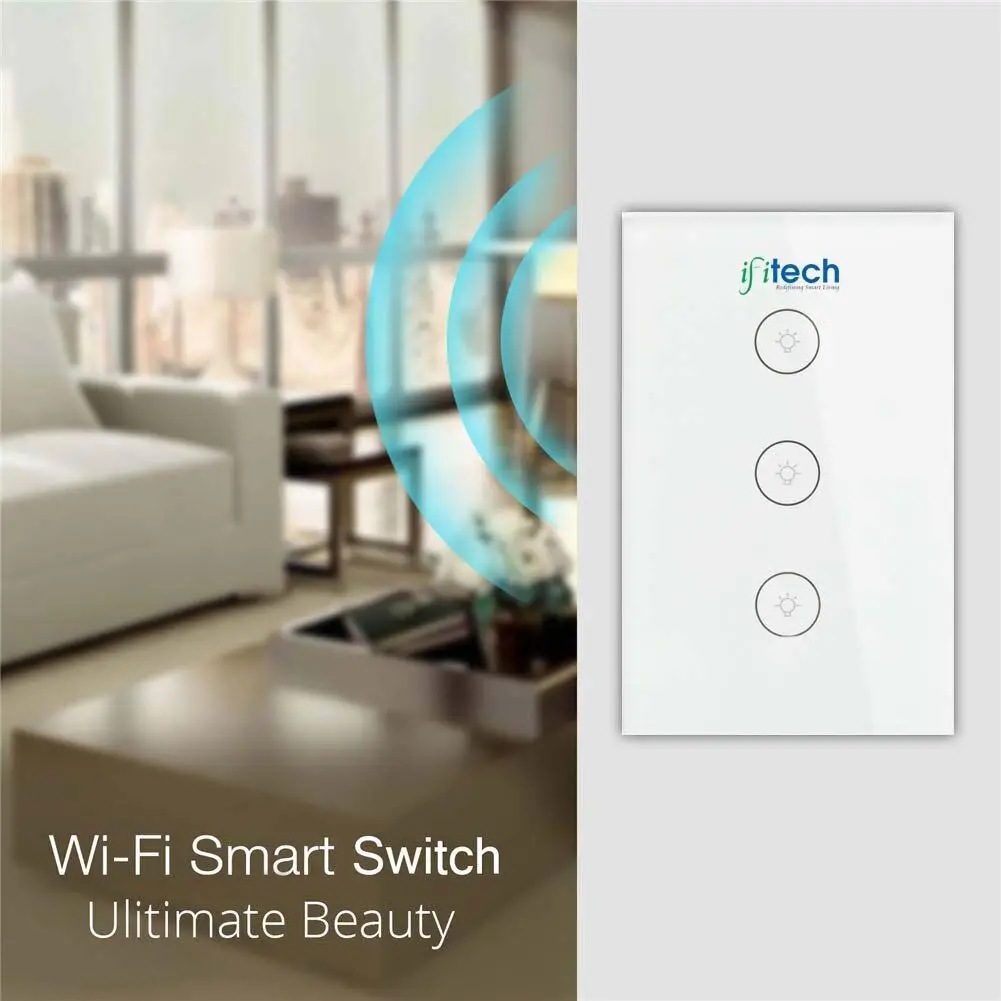 Ifitech Smart Live Automation Touch Switch 3 Gang Wall Switch,Tempered ...