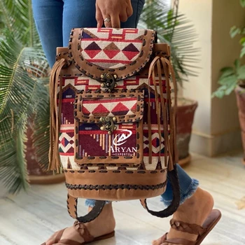 New Western Boho Style Vintage Handmade Jacquard Leather Tassel ...