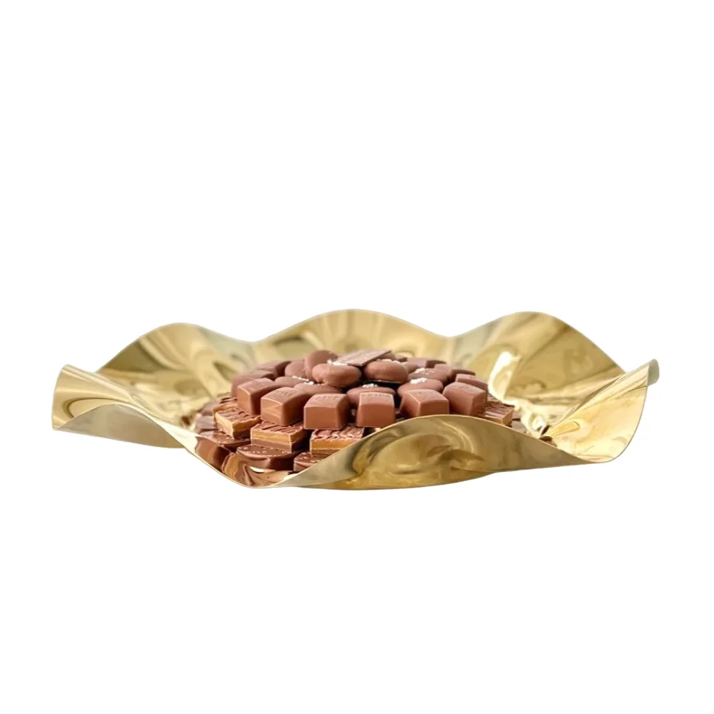 Simple Design Metal Gold Polished Chocolate Serving Tray and Plate Top ...